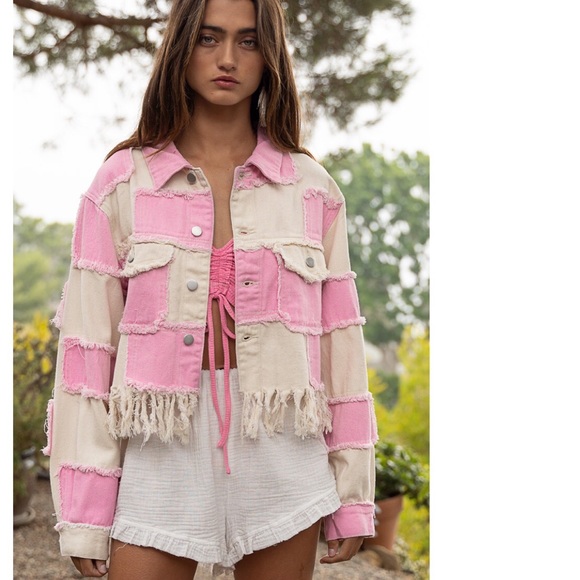 POL | Jackets & Coats | Pol Clothing Jean Denim Patchwork Jacket ...